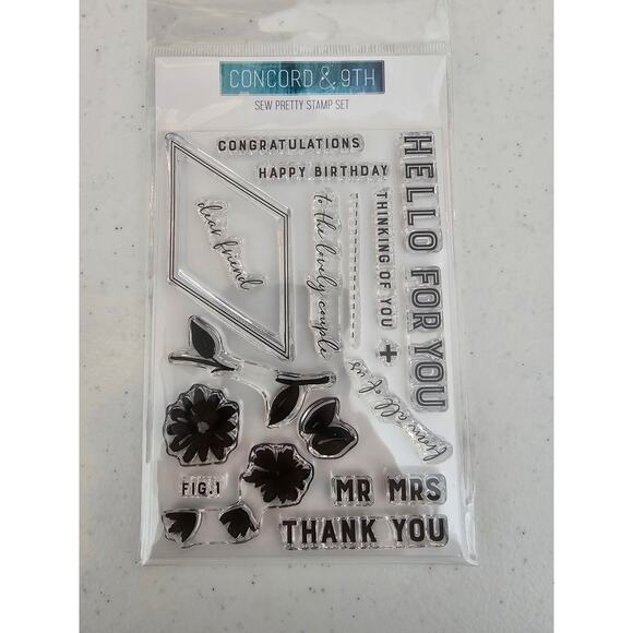 Concord | Office | Concord 9th Sew Pretty Clear Rubber Stamp Set Thank ...